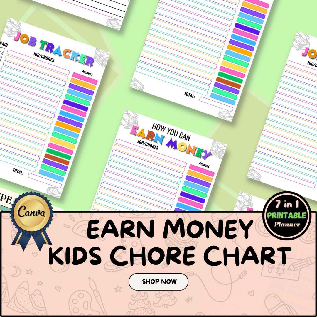 How to Earn Money Kids Chore Chart, Chore Reward Chart, Reward Chart ...
