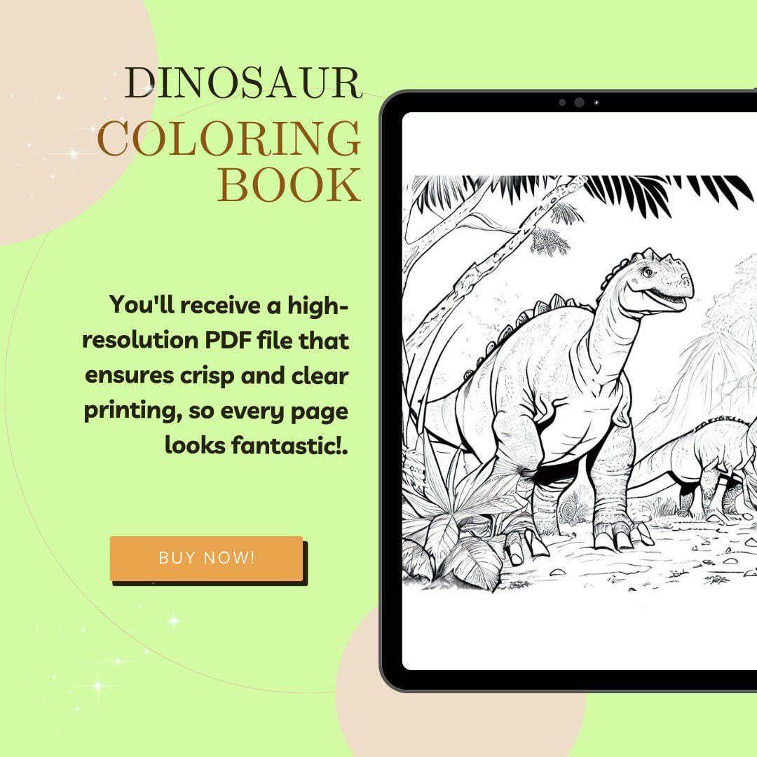 Dinosaur Coloring Pages, Set of 10, Creative Activity, Dinosaur ...