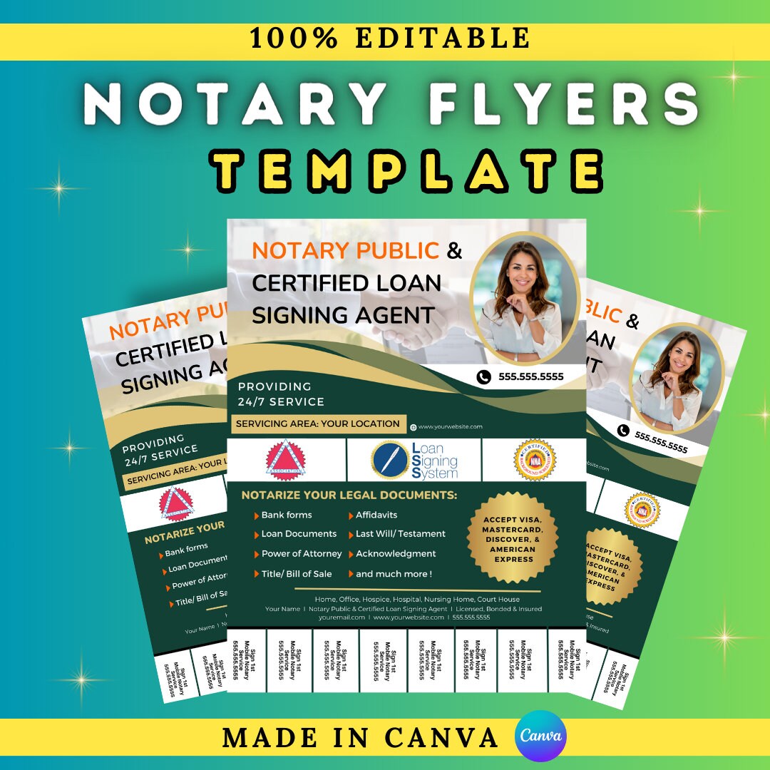 Notary Marketing Flyer, Notary Mailers, Notary Flyer Template, Loan ...
