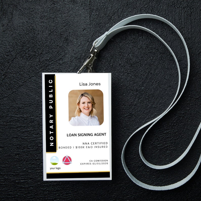 Notary ID Badge Template, Notary Badge for Loan Signing Agent, Canva ...