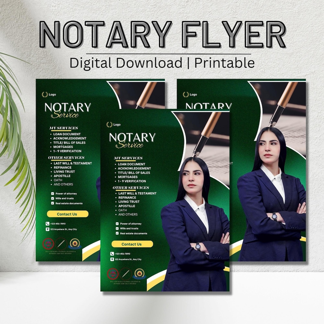 Editable Notary Template, Instant Download, Canva Template, Mobile ...