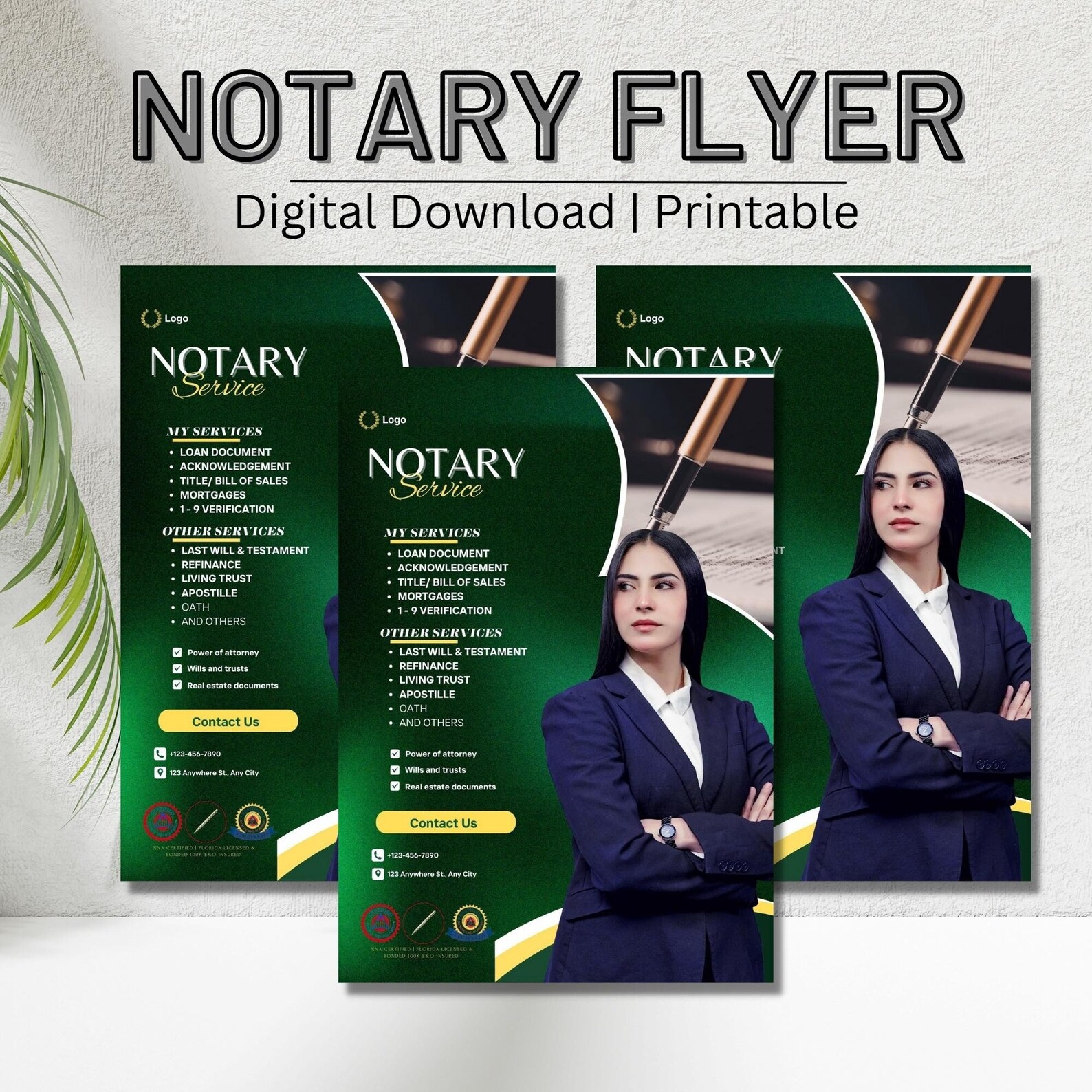 Editable Notary Template, Instant Download, Canva Template, Mobile ...