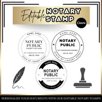 Notary Stamp Clip Art Set, PNG, SVG, VECTOR, Notary Stamp Border, Round ...