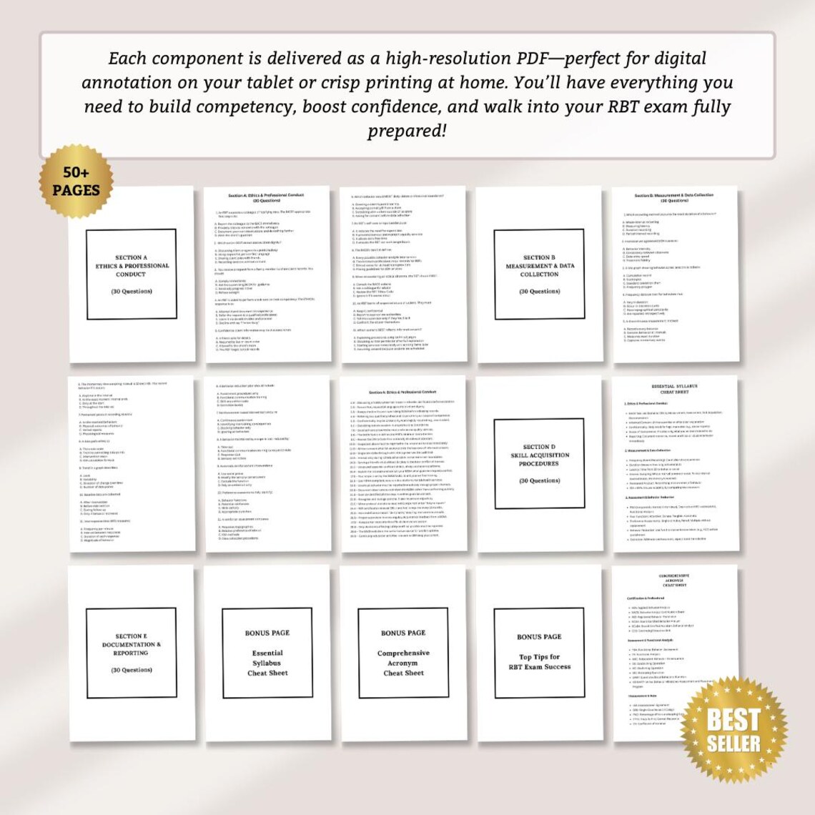 RBT Mastery Exam, ABA Study Guide, Practice Questions, Printable ...
