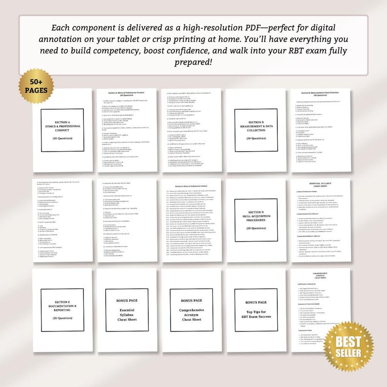 RBT Mastery Exam, ABA Study Guide, Practice Questions, Printable ...
