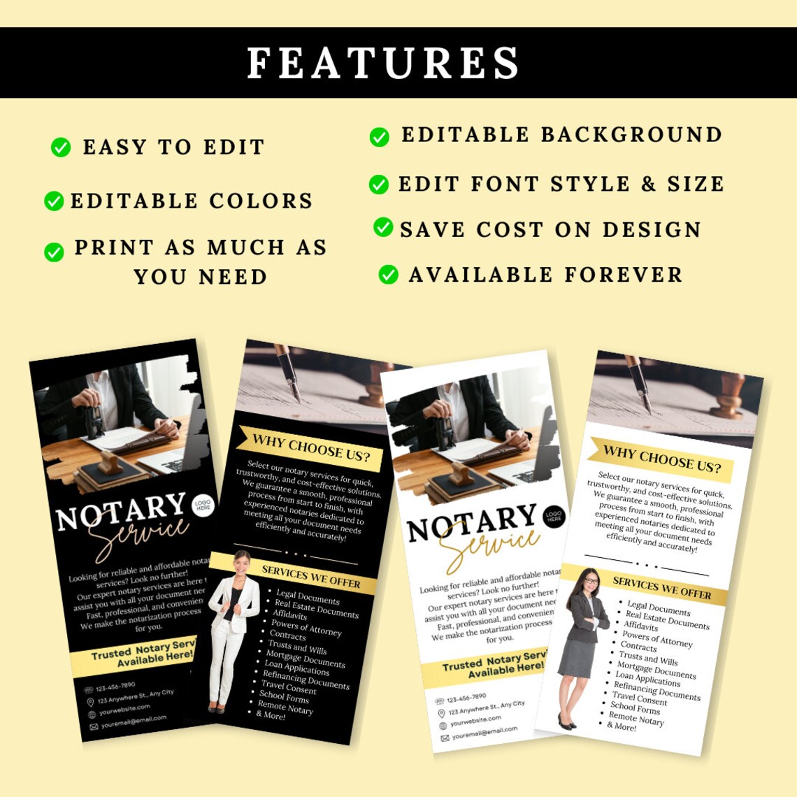 Notary Rack Card Template, Notary Marketing Flyer, Notary Flyer ...