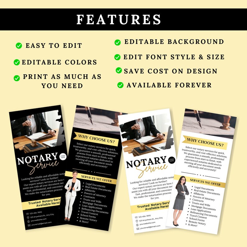 Notary Rack Card Template, Notary Marketing Flyer, Notary Flyer ...