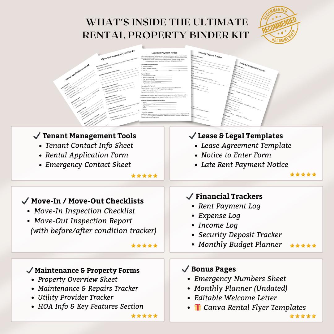 Ultimate Rental Property Binder Kit, Rental Property Template, Rental ...