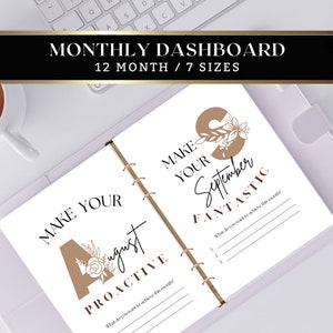 Monthly Dashboard, Dashboard Pages, A5 Planner, Printable Dashboard ...