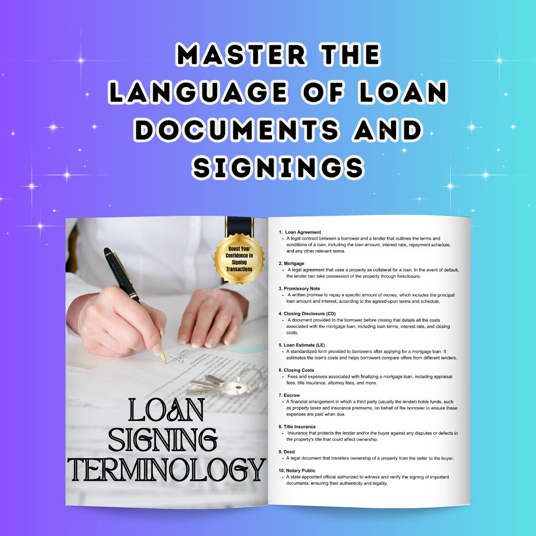 Loan Signing Terminology! Notary Terms, Loan Study Set, Loan ...