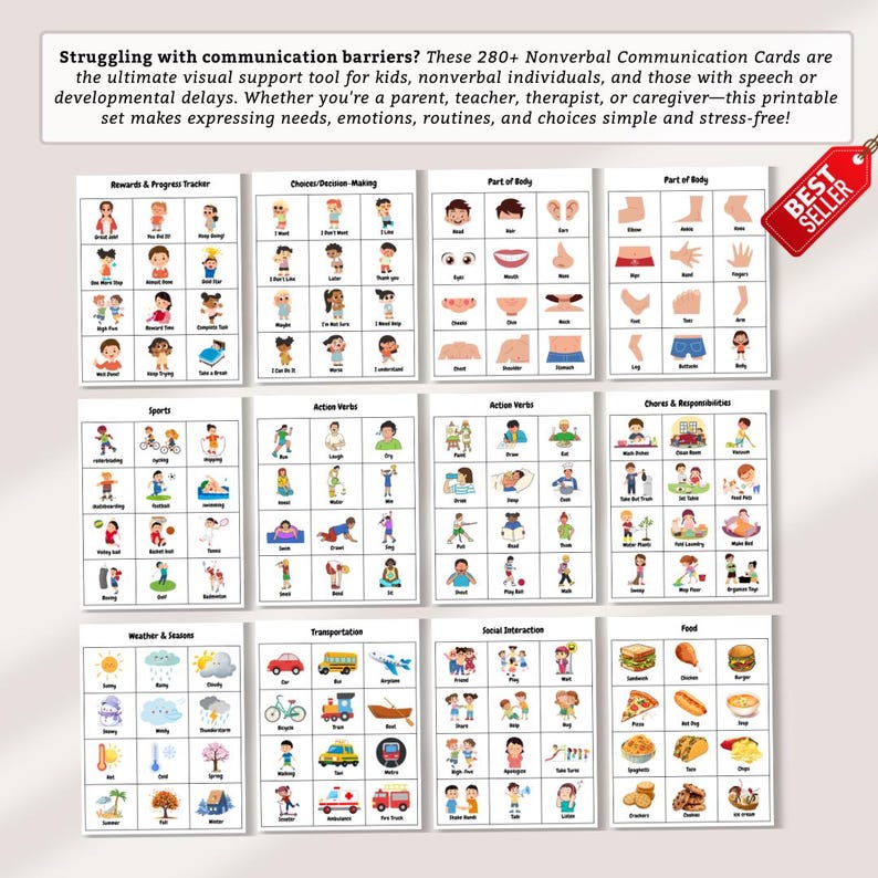 Non Verbal Communication Visual Cards Printable, Autism Communication ...