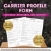 Carrier Profile Form, Carrier Registration Form, Transportation Carrier ...