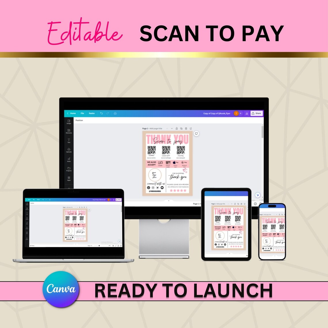 Editable Scan to Pay Template, QR Code Sign, Printable Payment Sign ...