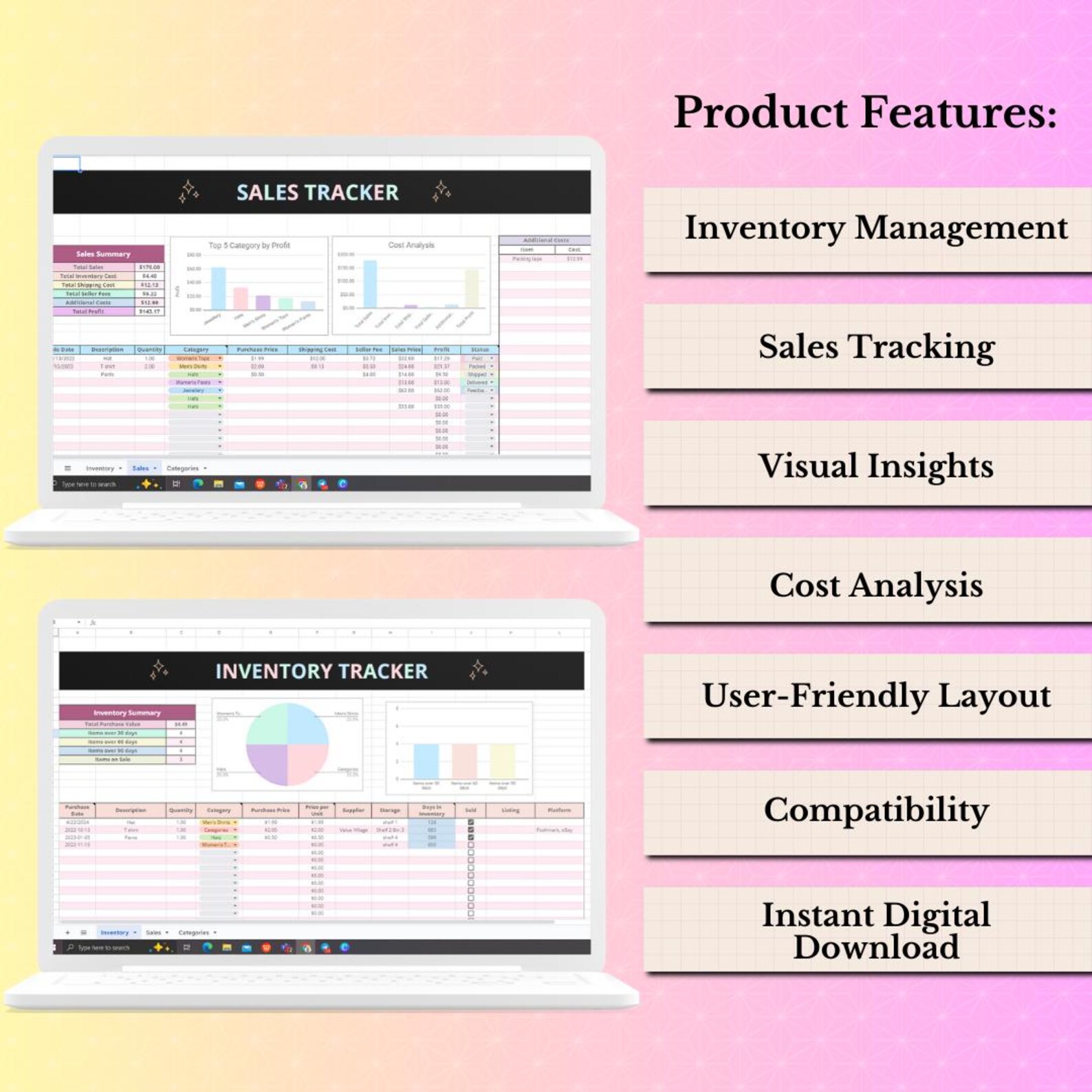 Inventory Sales Tracker Spreadsheet Small Business Inventory Template ...