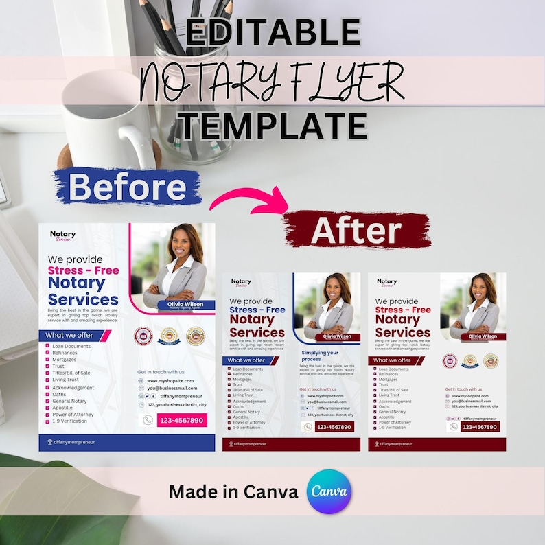 Notary Signing Agent Flyer Template, Notary Marketing Canva Edit Flyer ...