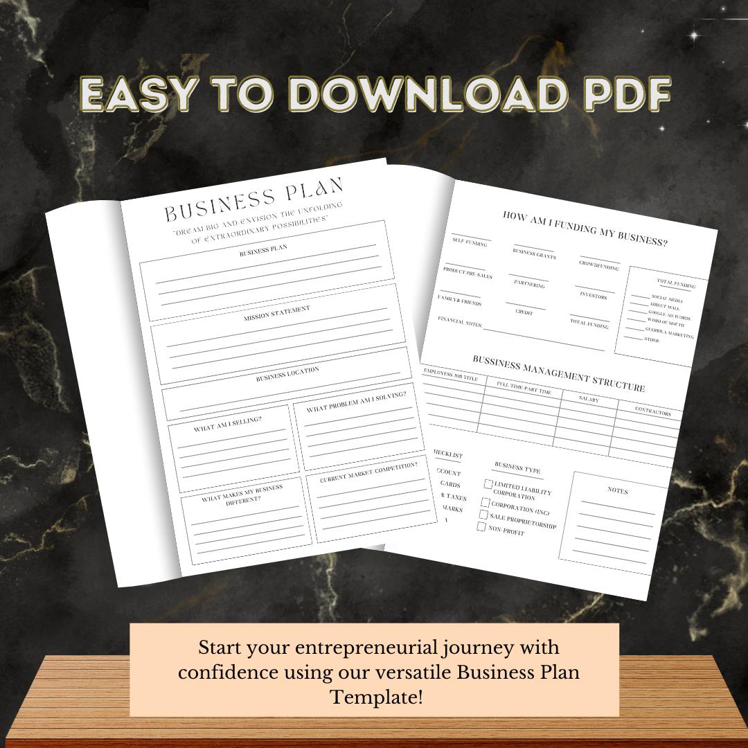 Business Plan, Small Business Planner, Business Blueprint, Startup ...