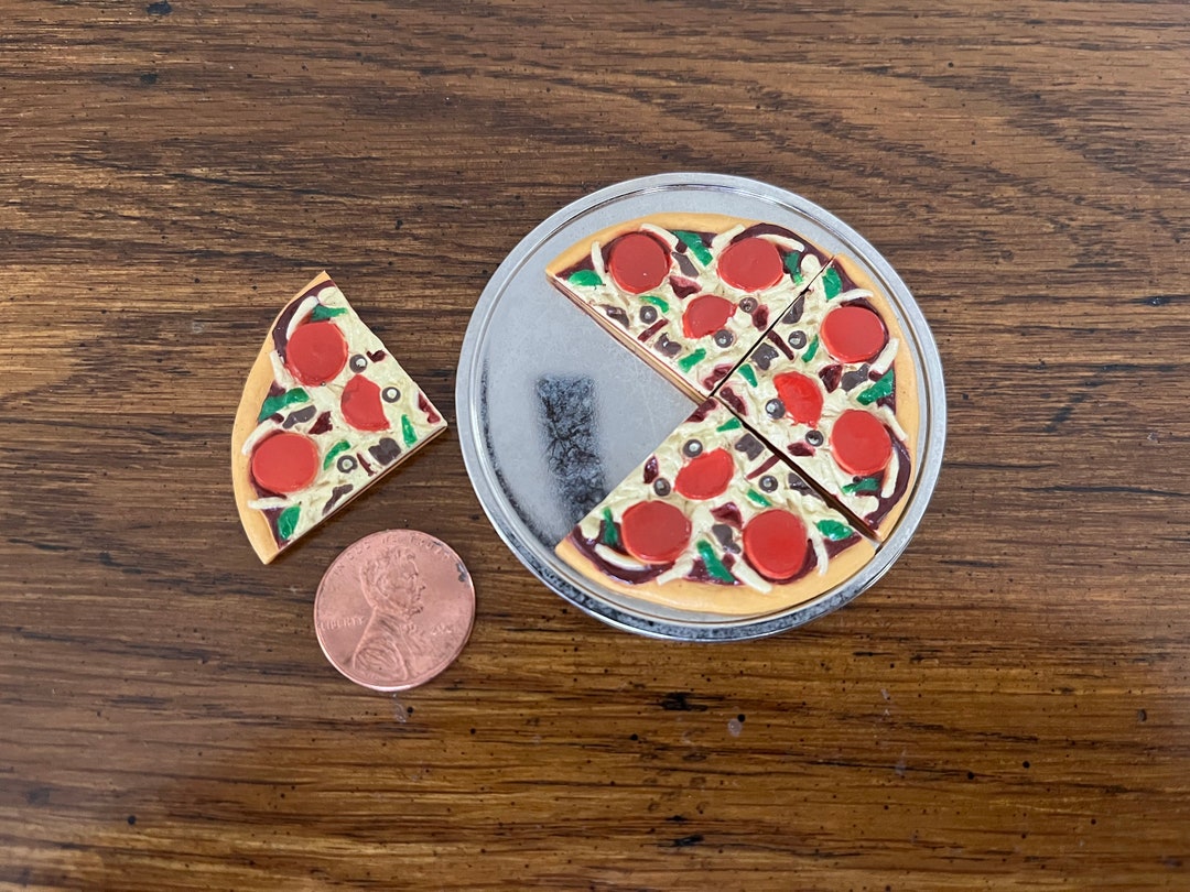 Vintage BARBIE Pizza Food Set 1990's Pizza Slices Metal Tray Dollhouse ...