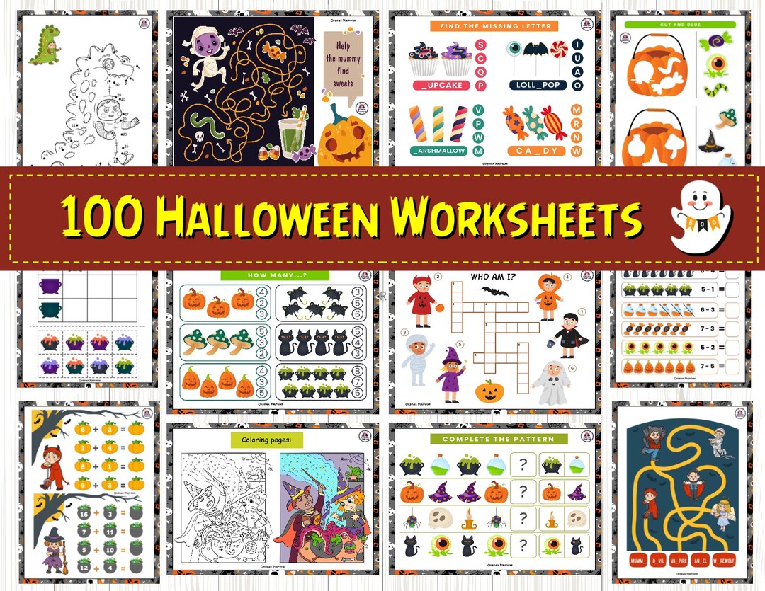 100 Halloween Worksheets and Printables for Kids - Etsy