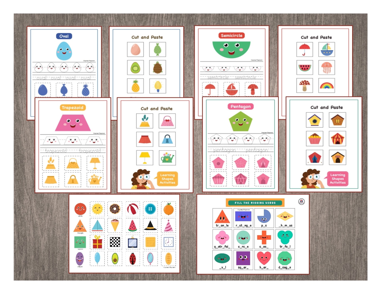 30 Shapes Practice Worksheets. Preschool and Kindergarten Worksheets ...