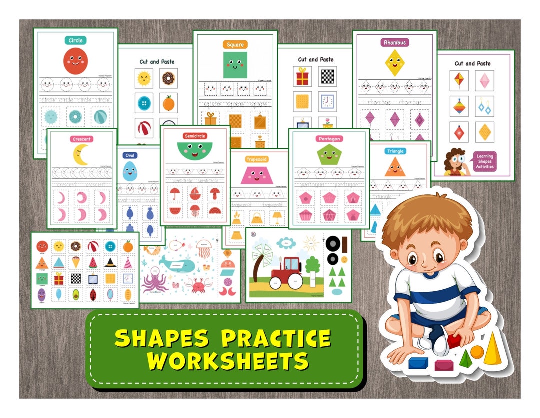 30 Shapes Practice Worksheets. Preschool and Kindergarten Worksheets ...
