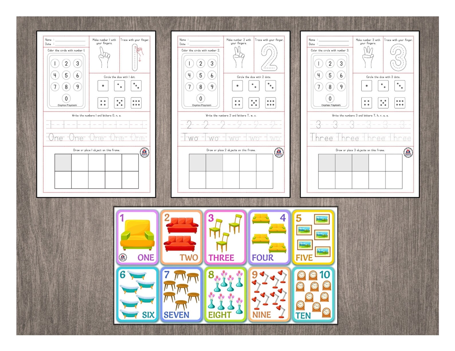 Number Writing Practice Pages 1-10 and Math Card Games for - Etsy