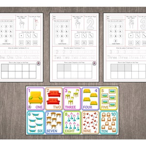 Number Writing Practice Pages 1-10 and Math Card Games for Kids ...