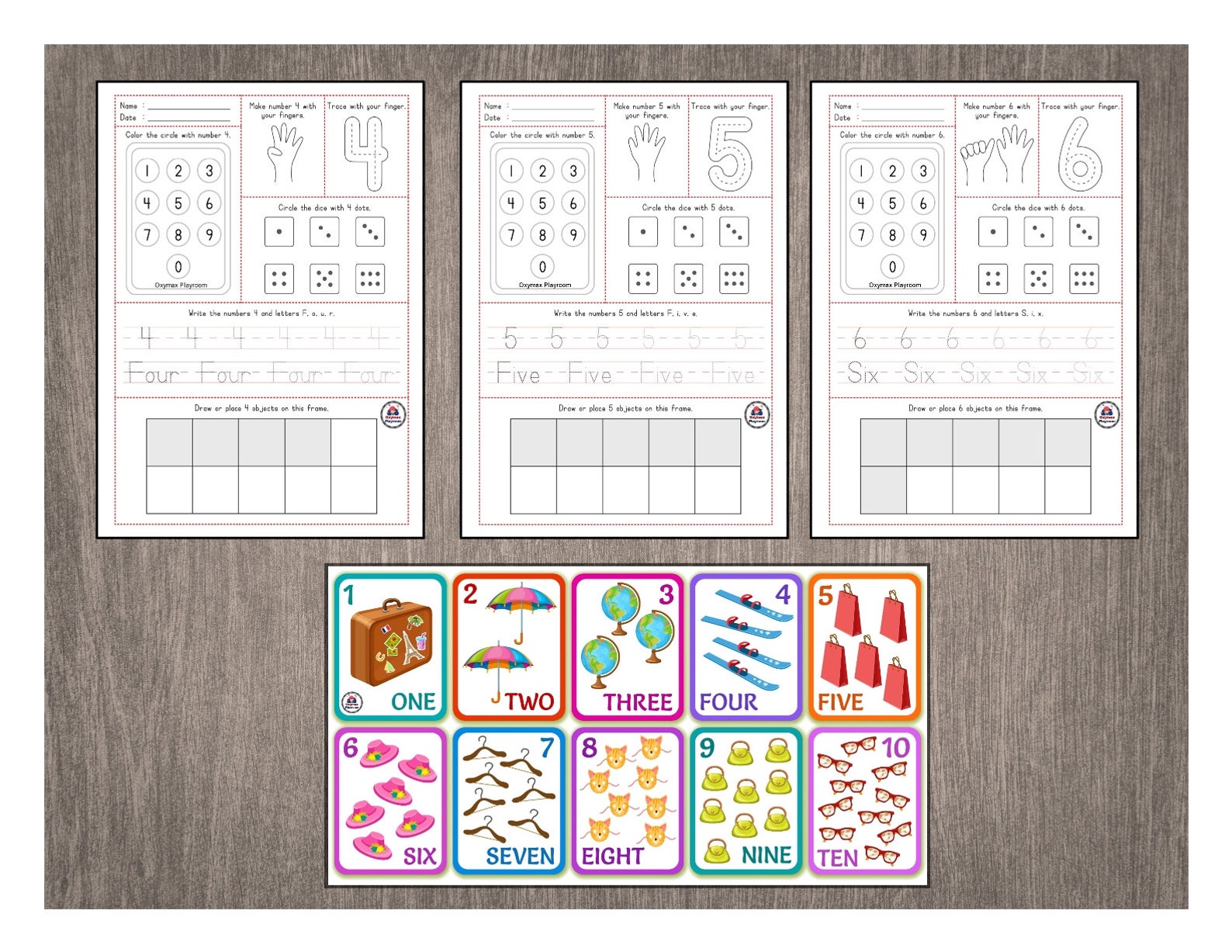 Number Writing Practice Pages 1-10 and Math Card Games for - Etsy