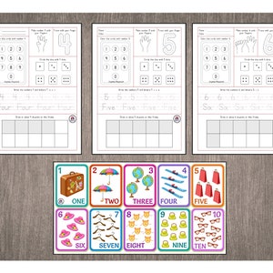 Number Writing Practice Pages 1-10 and Math Card Games for Kids ...