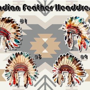 Native American - Indian Feather Headdress - Vinyl Die-cut Premium ...