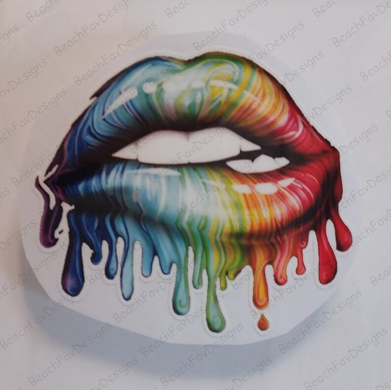 Rainbow Colored Kissy Lips Vinyl Sticker Decal Liquid - Etsy