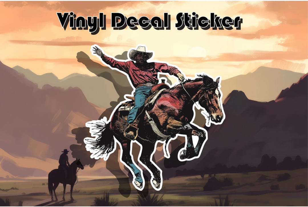 Bronc Cowboy Riding Sticker - Cowboy Life - Rancher - Farm Hand ...