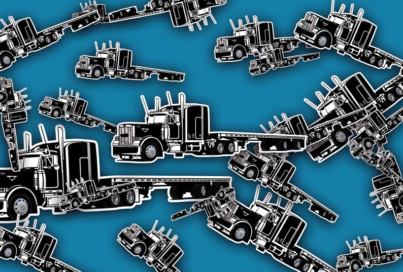 Semi Big Rig Truck Flatbed - Vinyl Decal Sticker - 18 Wheeler - Etsy