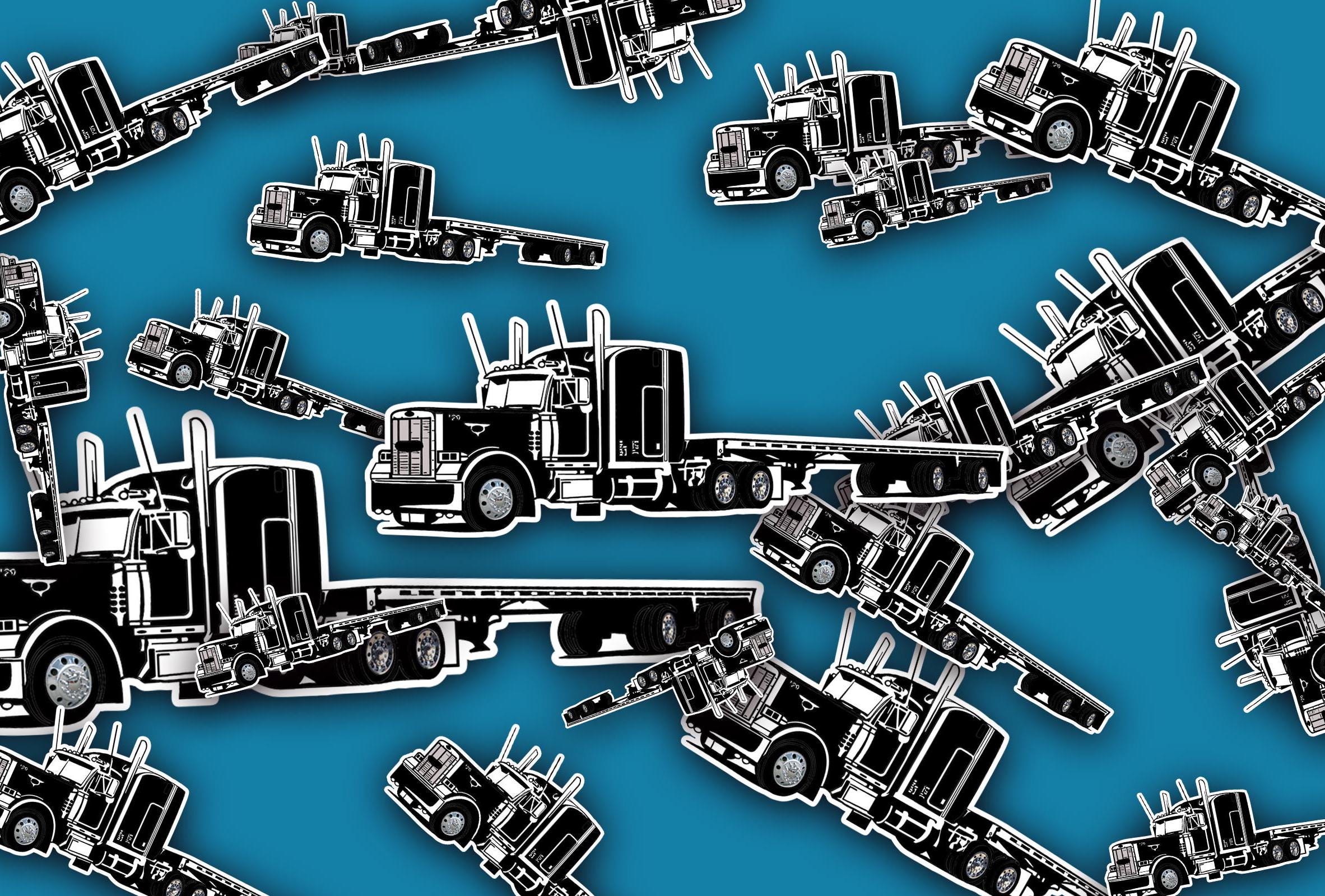 Semi Big Rig Truck Flatbed - Vinyl Decal Sticker - 18 Wheeler - Etsy