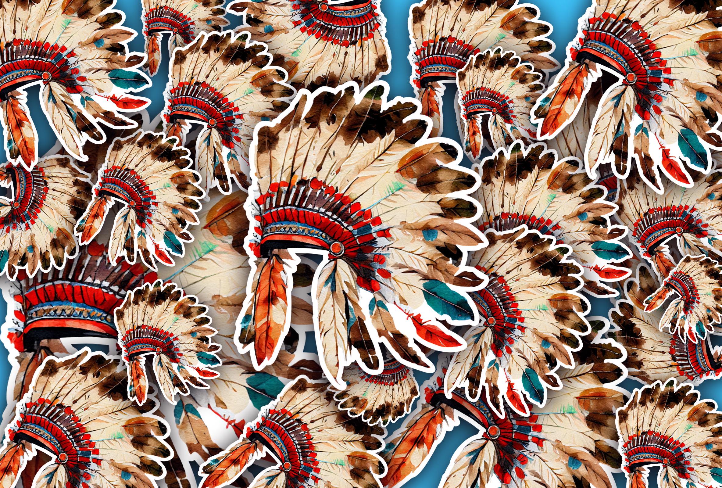 Native American - Indian Feather Headdress - Vinyl Die-cut Premium ...