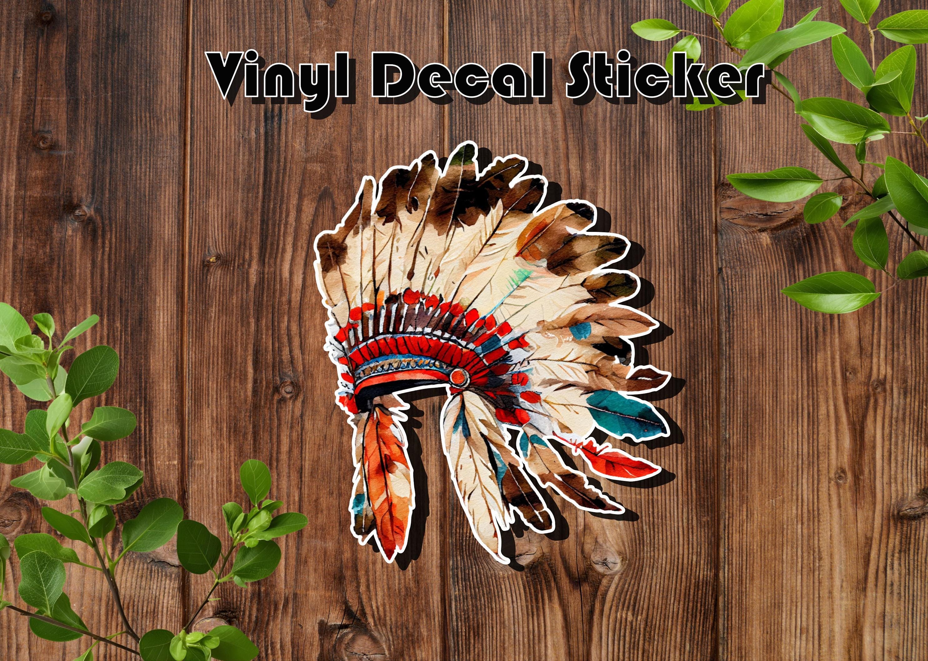Native American - Indian Feather Headdress - Vinyl Die-cut Premium ...