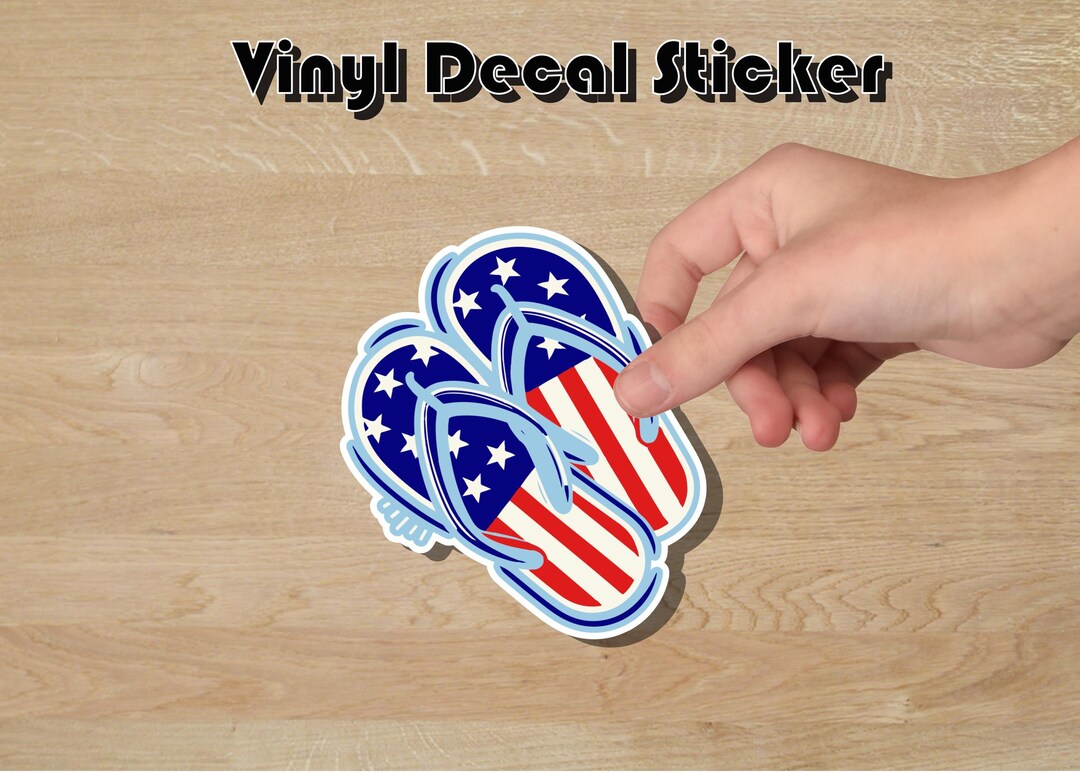 USA Flag Beach Sandals Vinyl Decal Sticker - Etsy