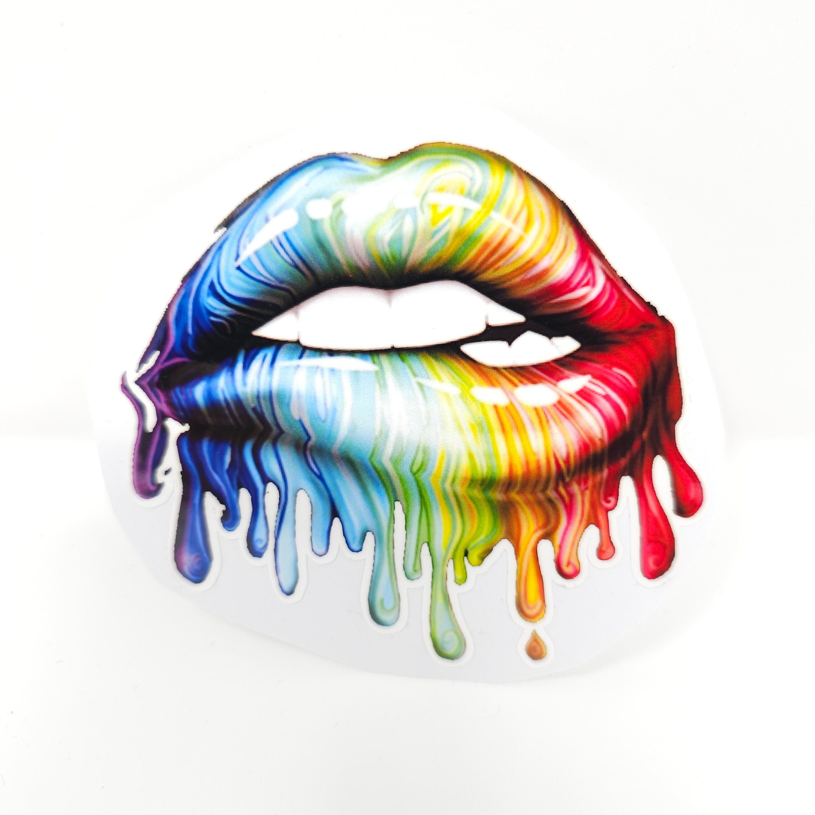 Rainbow Colored Kissy Lips Vinyl Sticker Die-cut Decal Liquid Glossy ...