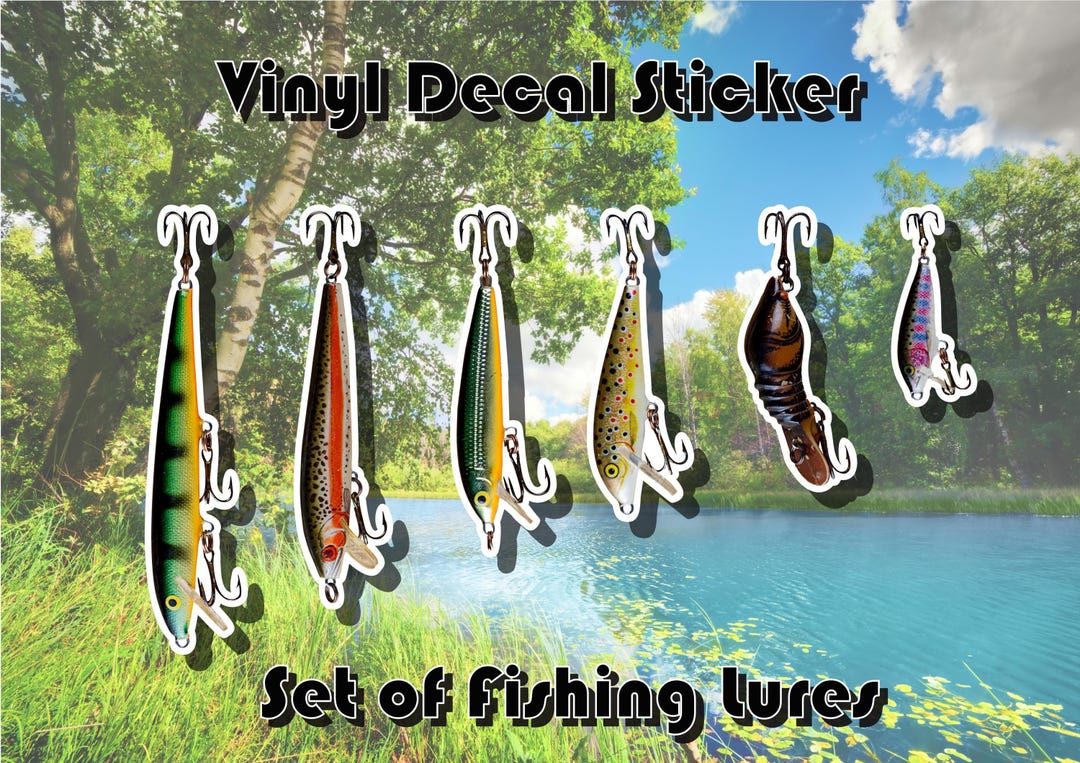 Fishing Lure Sticker Set - Bass Fishin' Bait Decals - 6 Piece Pack - Etsy