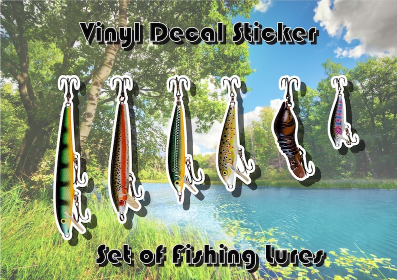 Fishing Lure Sticker Set - Bass Fishin' Bait Decals - 6 Piece Pack - Etsy