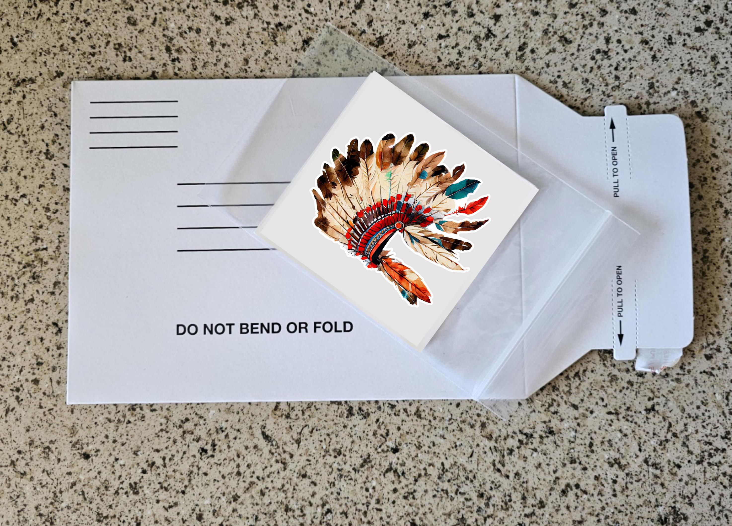 Native American - Indian Feather Headdress - Vinyl Die-cut Premium ...