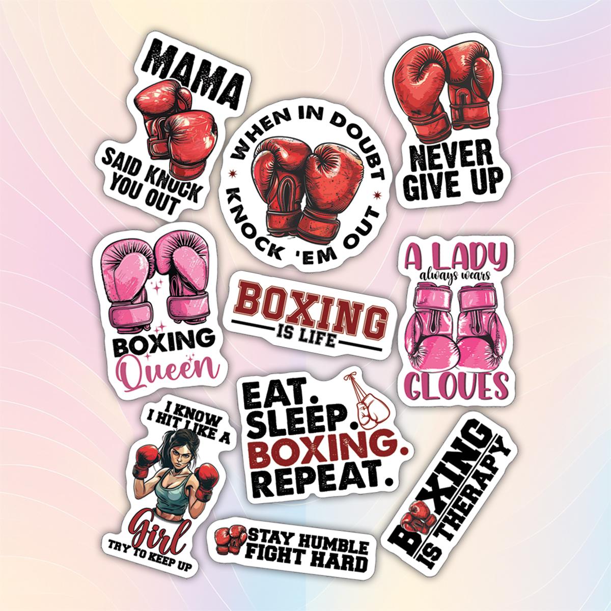 10pcs Boxing Stickers Pack, Western Boxing Sticker, Pugilism, Martial ...