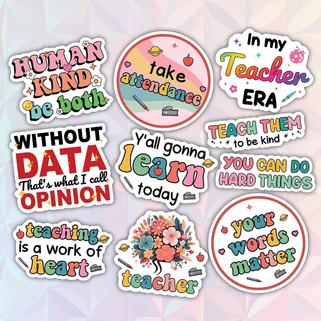 10pcs Teacher Sticker Pack – Growth Mindset, Teacher Life, Classroom ...