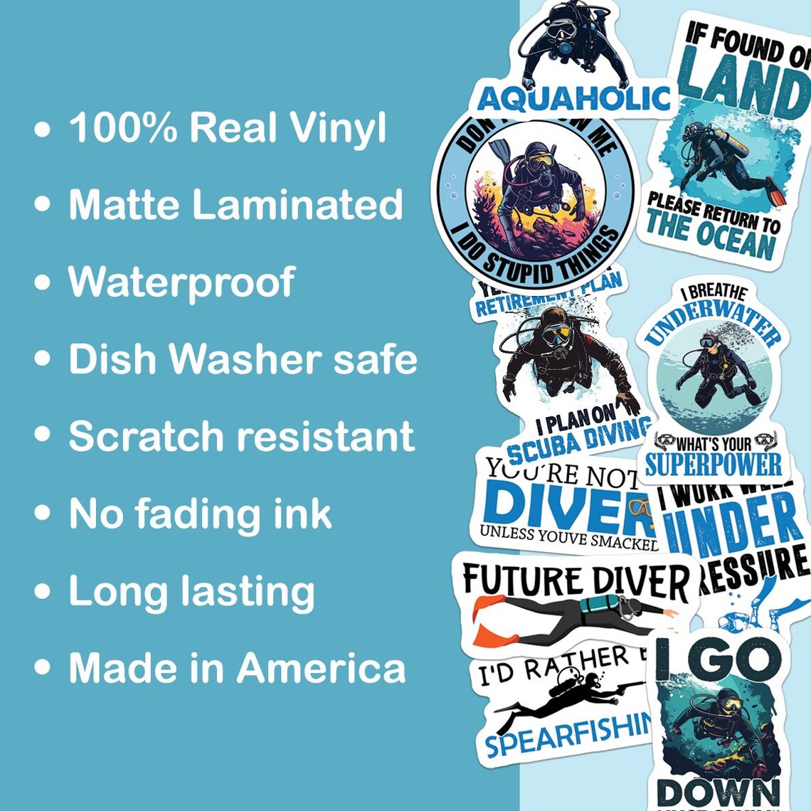 10pcs Scuba Diving Stickers Pack, Ocean Diving Sticker, Underwater ...