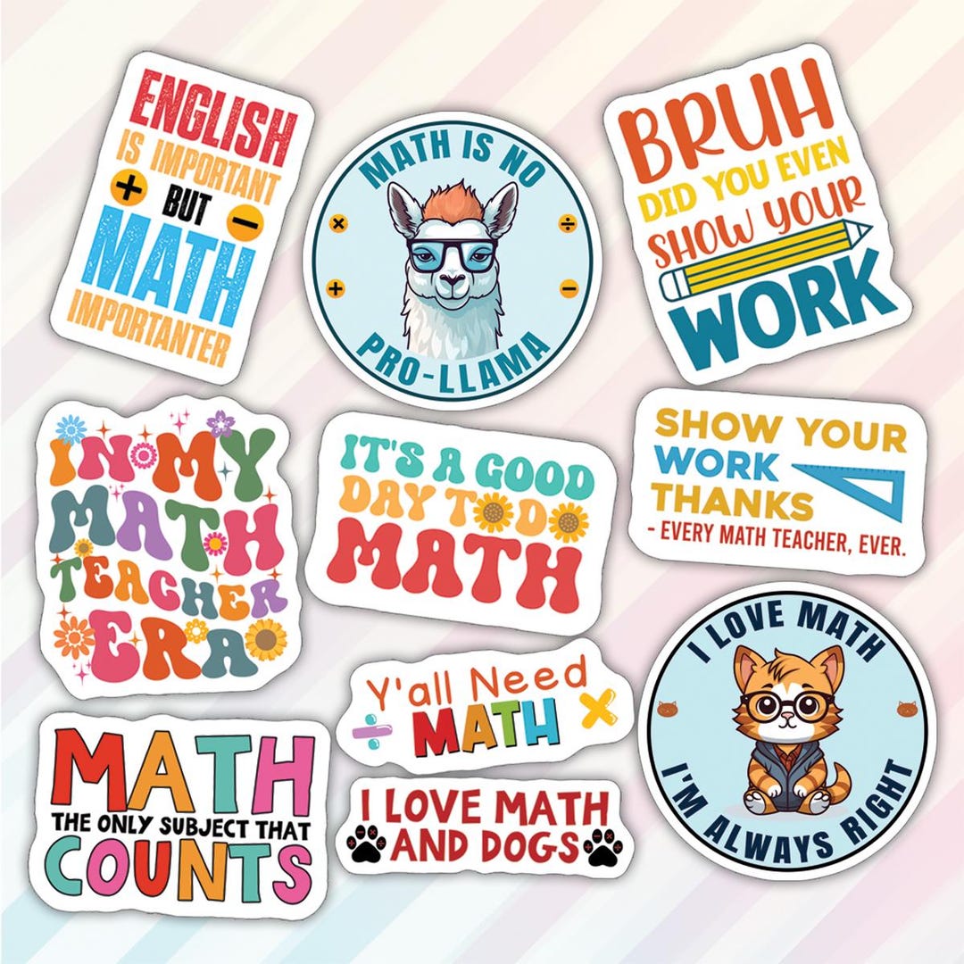 10pcs Math Stickers Pack, Math Motivational Stickers, Math Teacher Gift ...