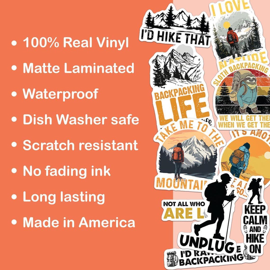 10pcs Backpacking Stickers Pack, Hiking Travel, Outdoor Mountain ...