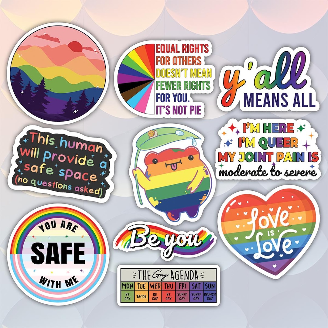 10pcs LGBTQ+ Pride Stickers Pack, Rainbow Pride Stickers, Love is Love ...