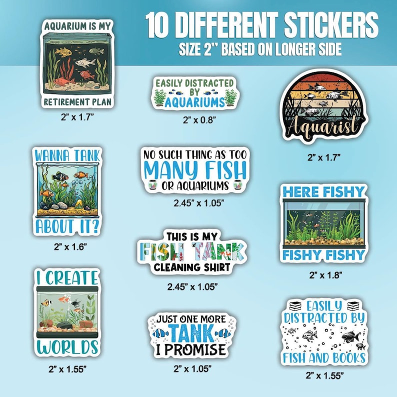 10pcs Fishkeeping Sticker Pack – Aquarium Fish Stickers, Aquascape ...