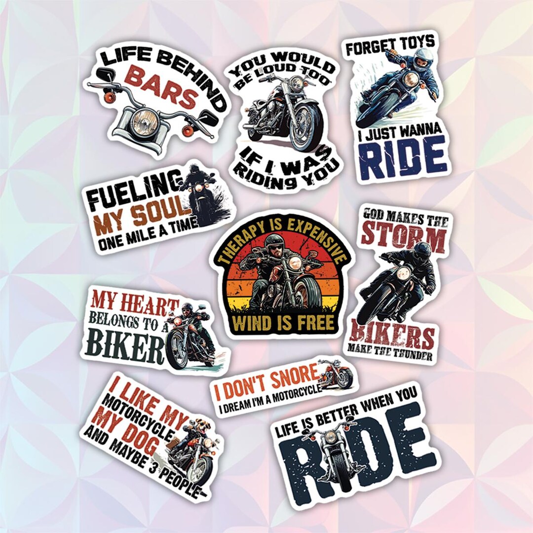 10pcs Biker Sticker Pack – Cool Motorcycle Sticker, Biker Life Gift ...
