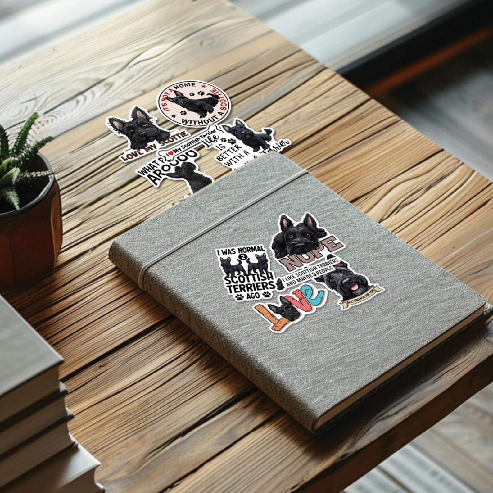 10pcs Scottish Terrier Stickers Scottie Dog Decals, Cute Dog Paw ...