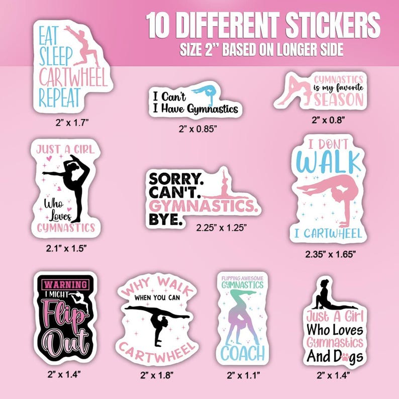 10pcs Cartwheel Gymnastics Sticker Pack – Cartwheel Pose, Handstand ...
